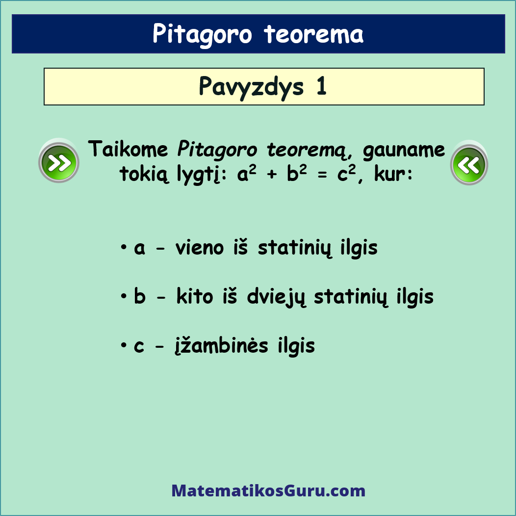 Pitagoro teorema - teorija ir pavyzdžiai | MatematikosGURU