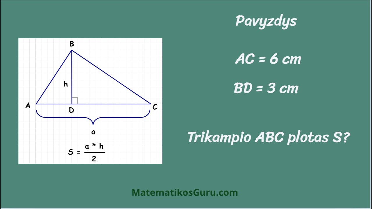 Trikampio plotas - skaičiavimas, pavyzdys | Matematikos Guru