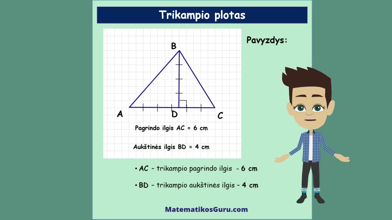 Trikampio plotas - skaičiavimas, pavyzdys | Matematikos Guru